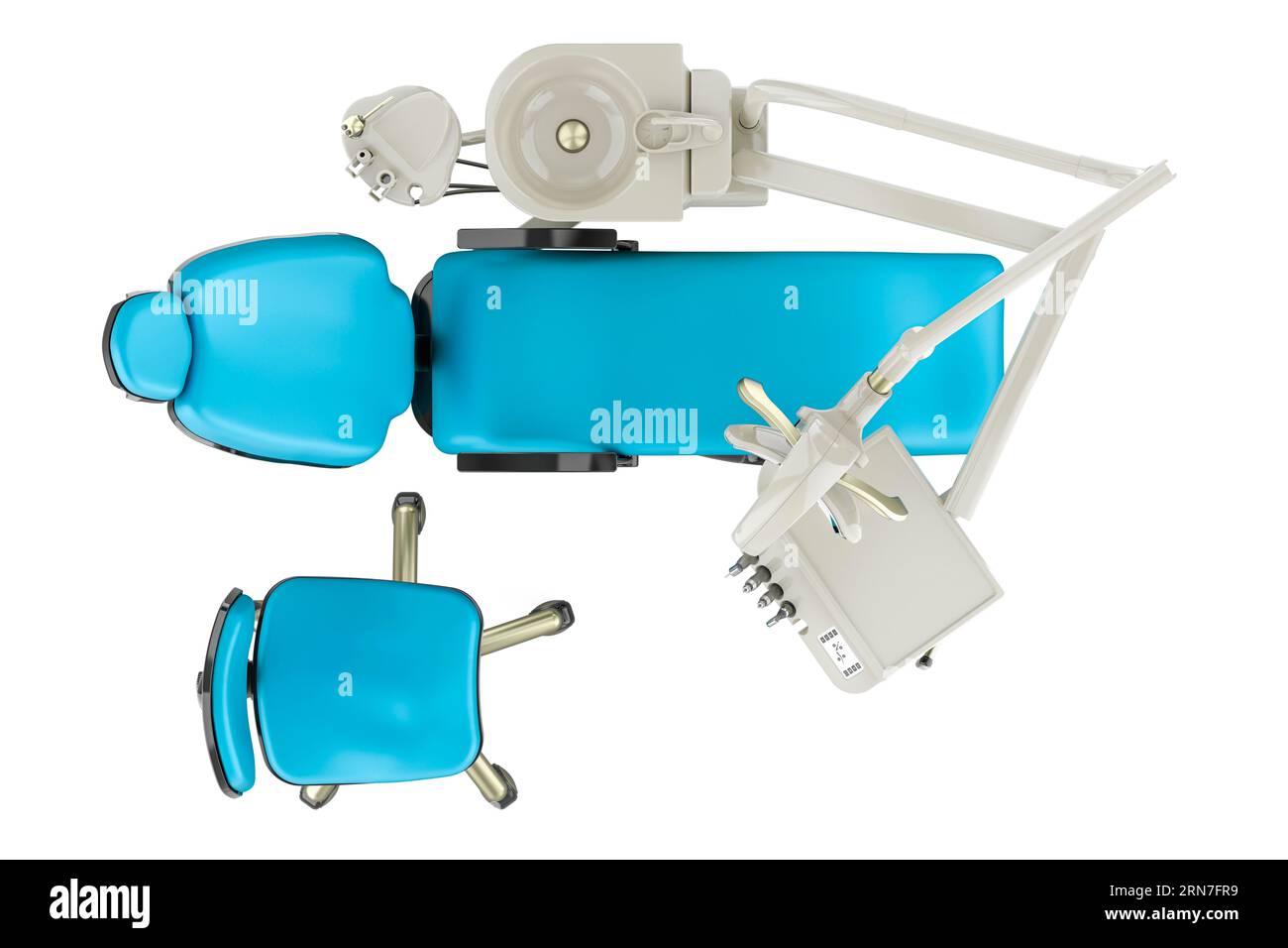 Dental Treatment Unit with Delivery System, top view. 3D rendering ...