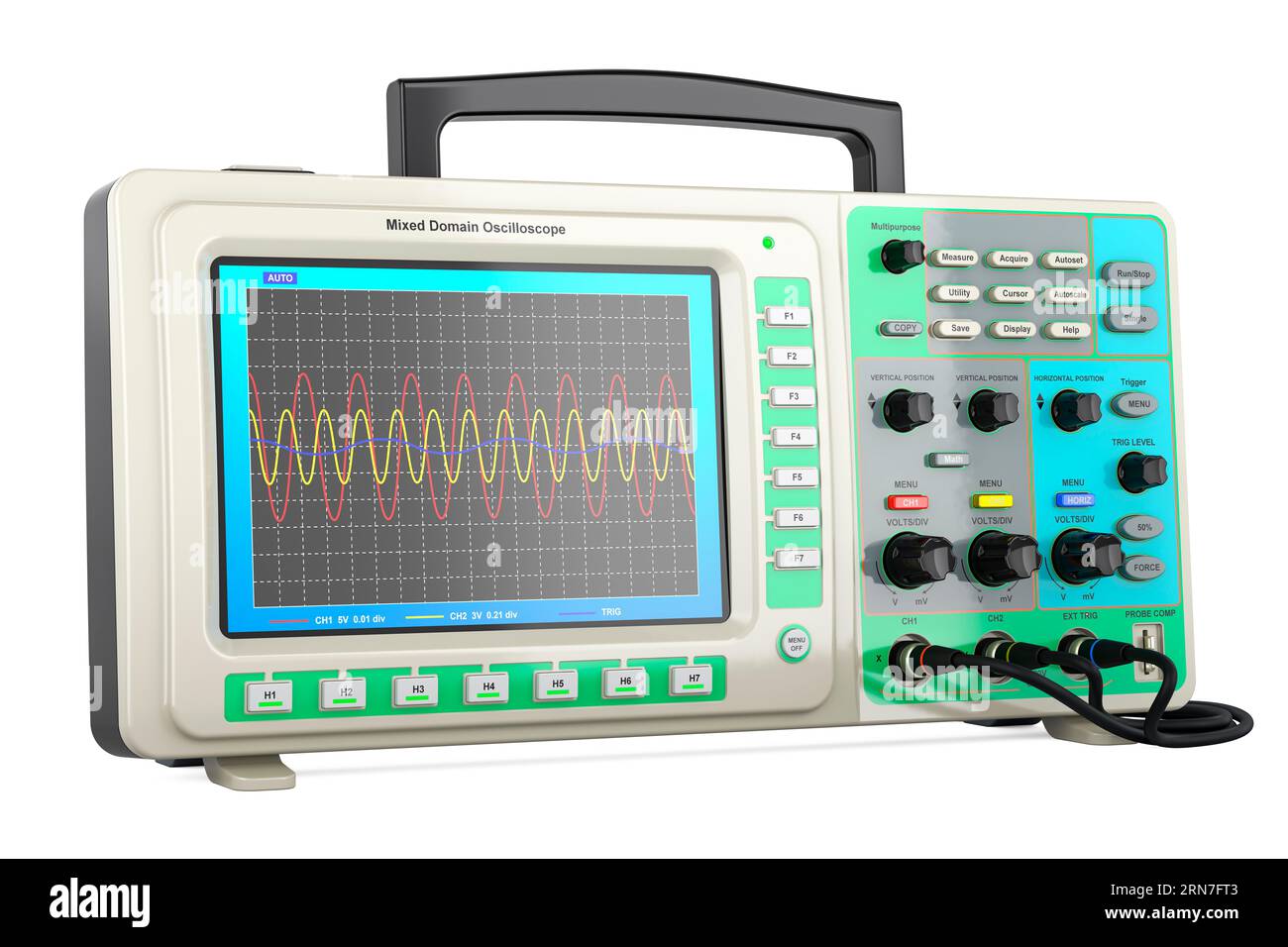 Digital oscilloscope, 3D rendering isolated on white background Stock ...