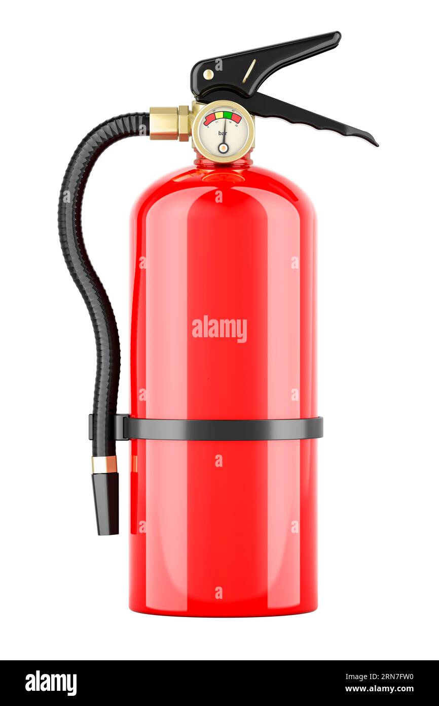 Fire extinguisher, front view. 3D rendering isolated on white ...