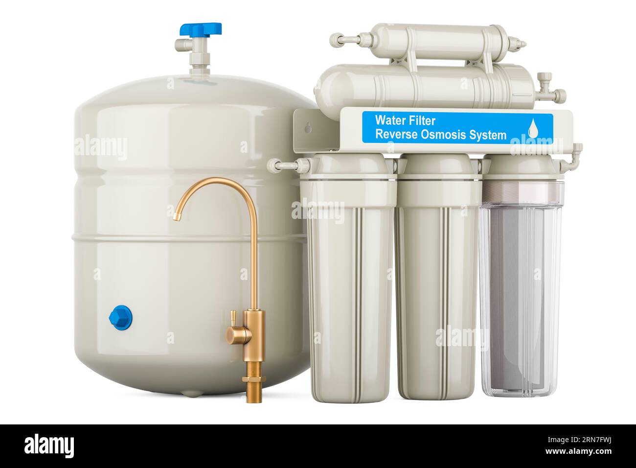 Home Drinking Water System. Reverse Osmosis System, 3D rendering ...