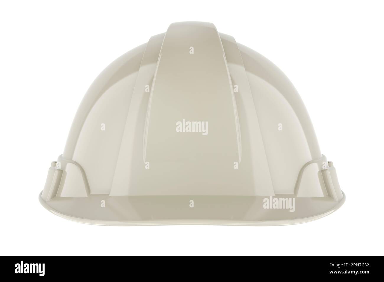 White Hard Hat, front view. 3D rendering isolated on white background ...