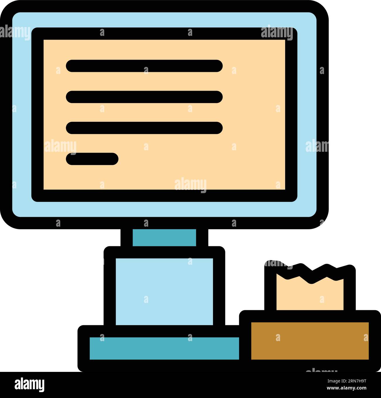 Pos machine icon outline vector. Cash register. Store screen color flat ...