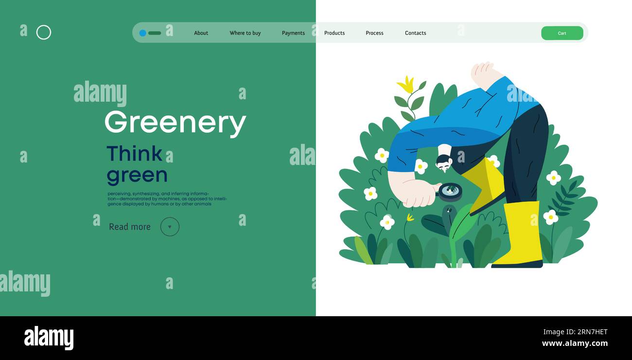 Greenery, ecology -modern flat vector concept illustration of a man in ...