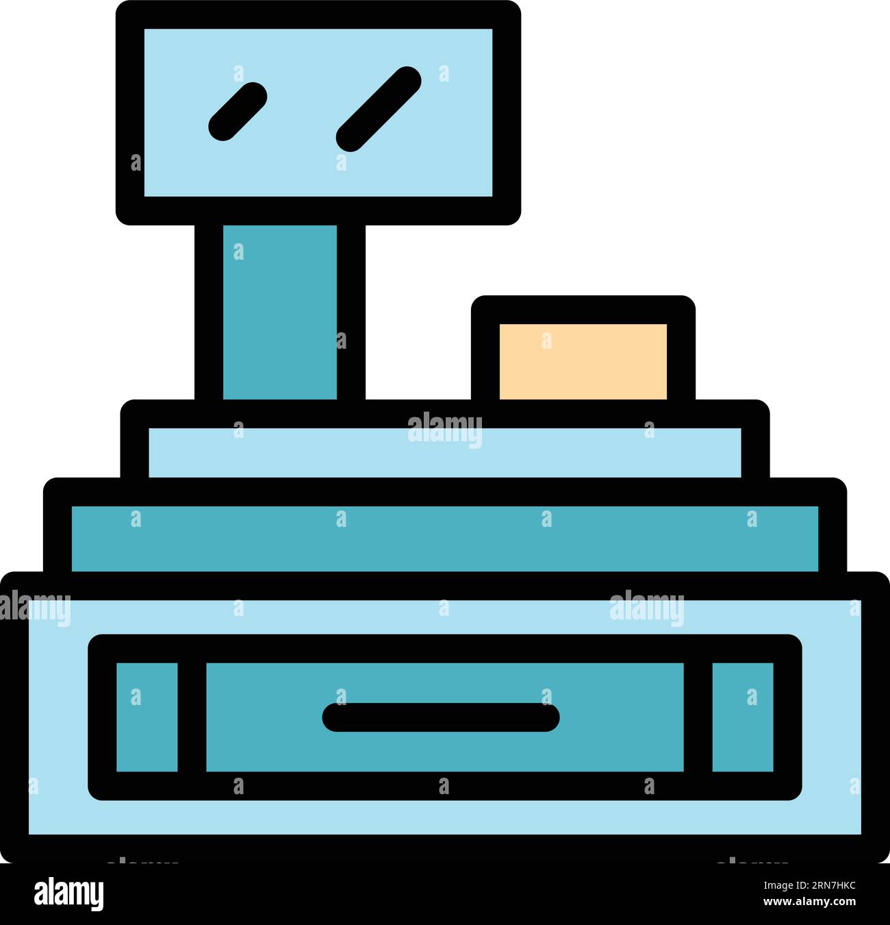 Machine pos icon outline vector. Cash register. Store screen color flat ...