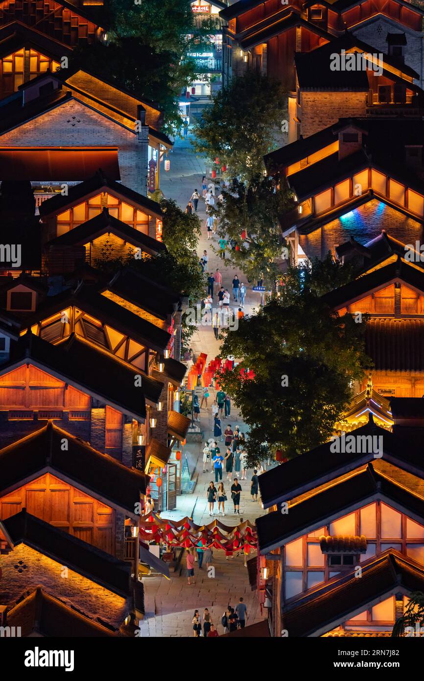 CHONGQING, CHINA - AUGUST 31, 2023 - Tourists visit the Shibati ...
