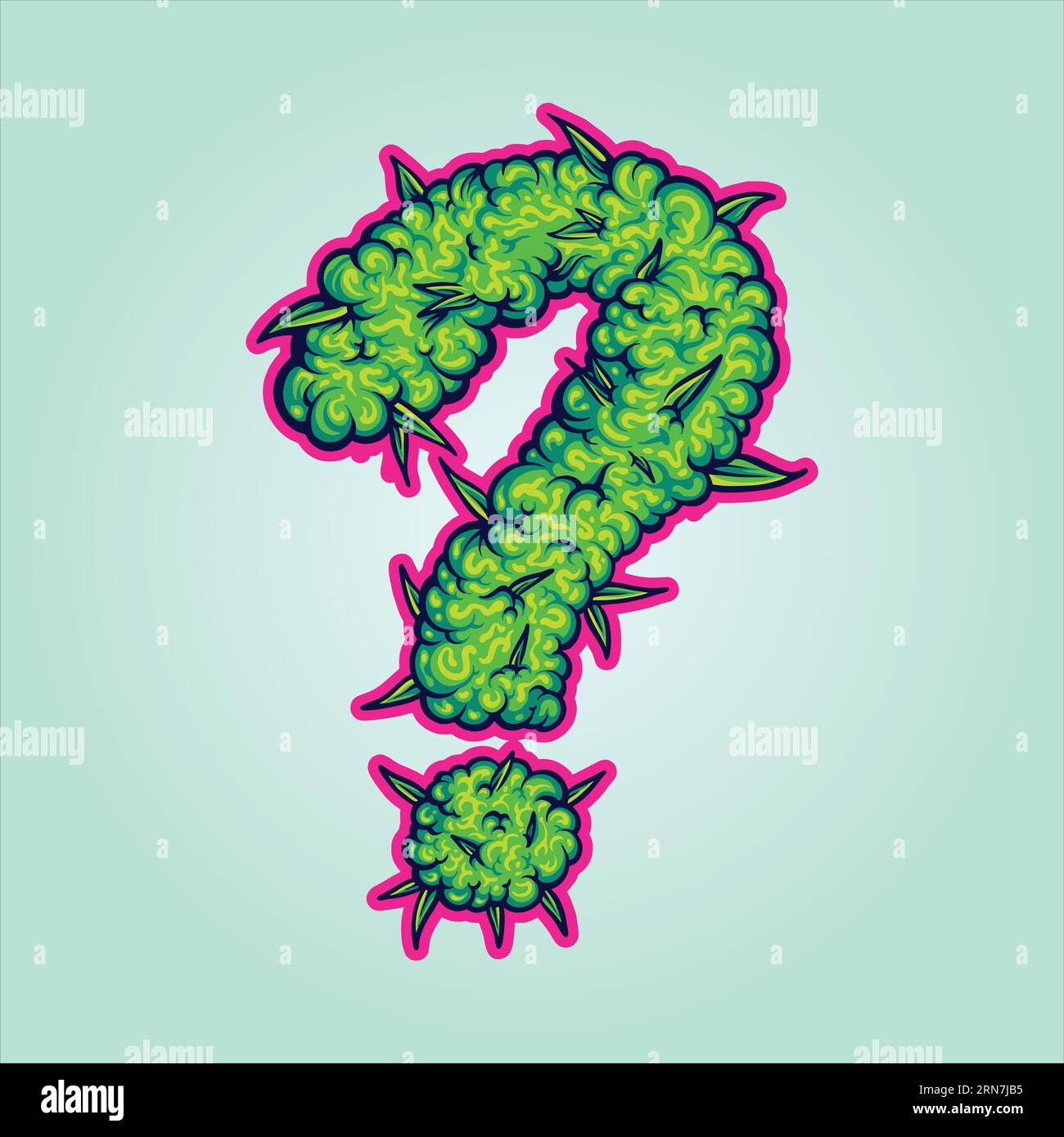 Cannabis bud texture monogram question mark symbol vector illustrations ...