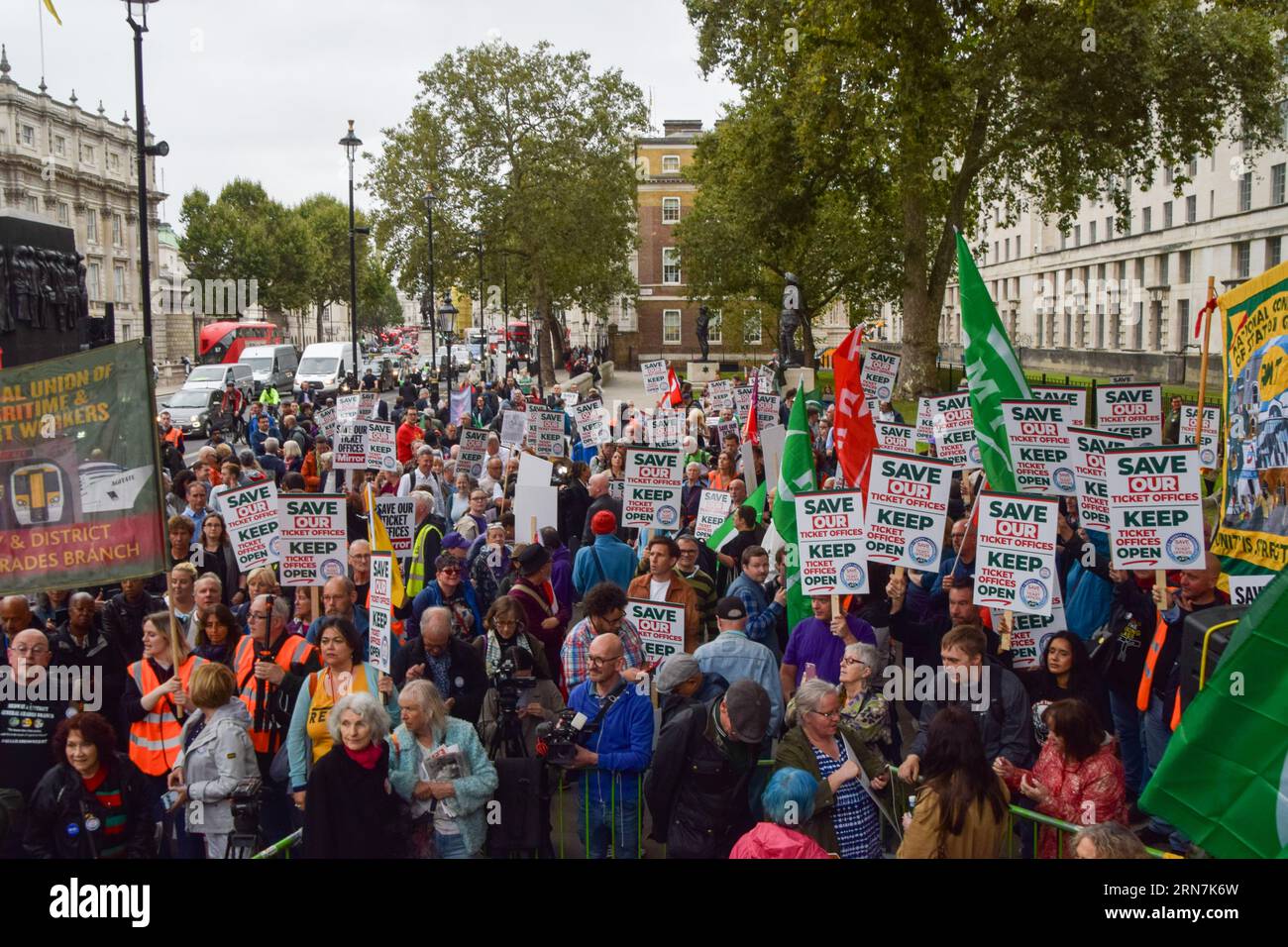 London, England, UK. 31st Aug, 2023. Protesters in Whitehall. RMT ...