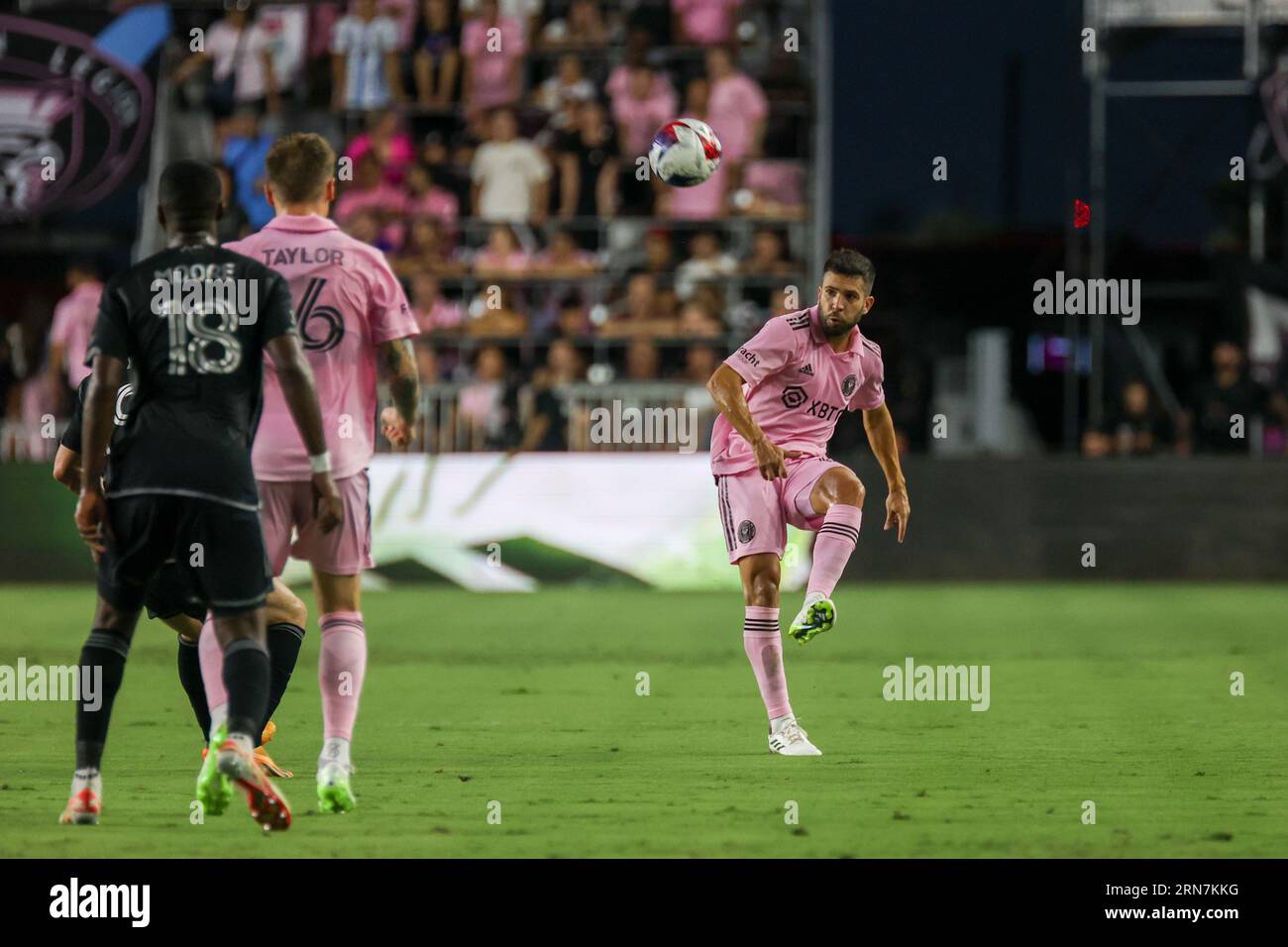 Jordi Alba passing to a team mate at the Inter Miami CF v Nashville at ...
