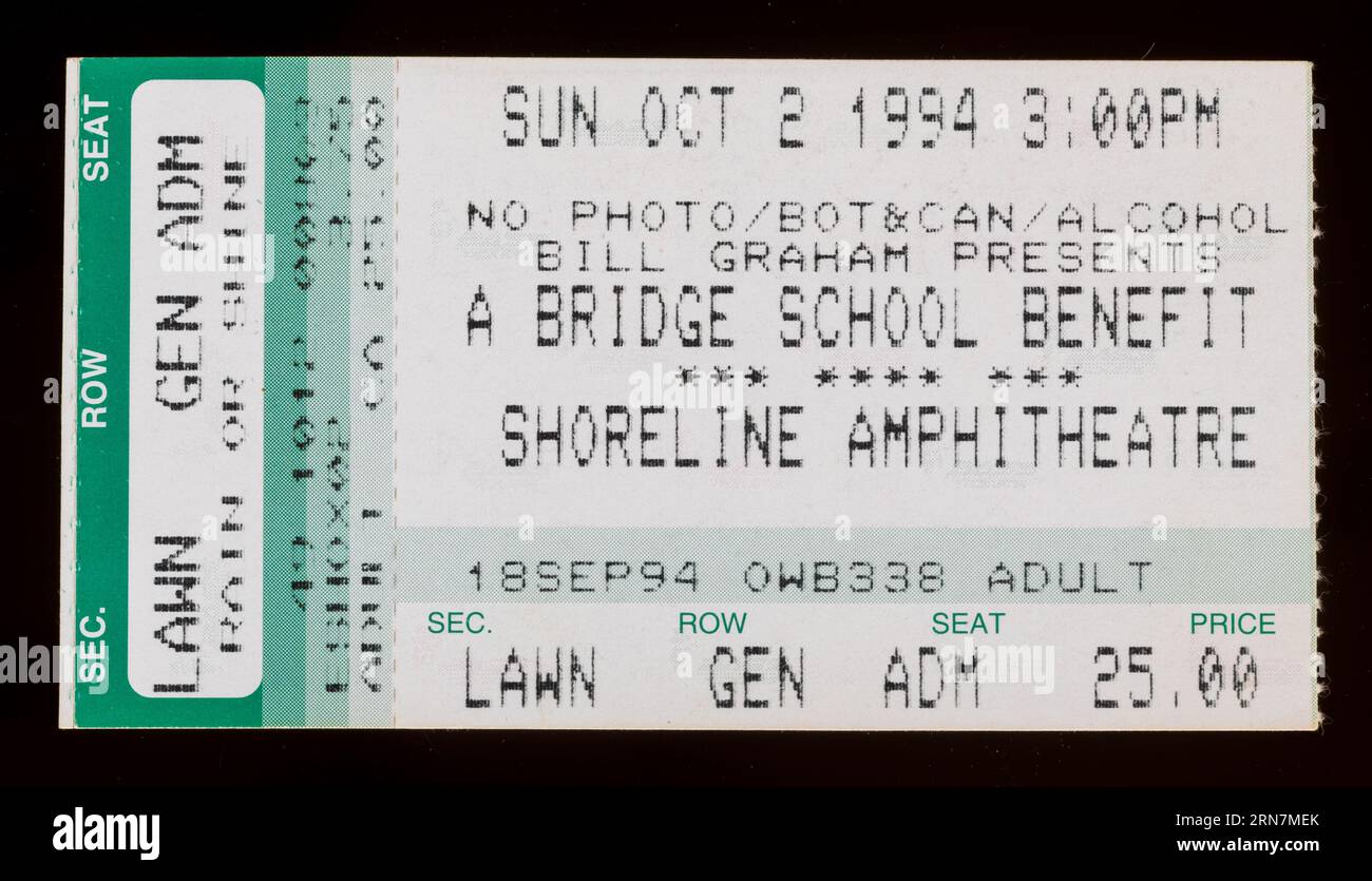 Mountain View, California - October 2, 1994 - Old used ticket for ...