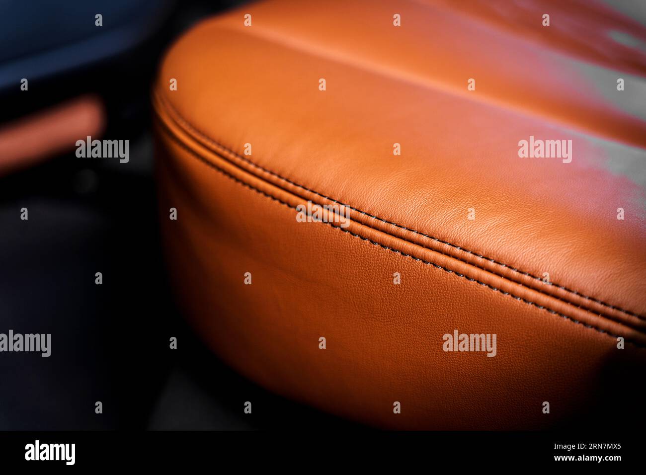 Brown leather seats in a car interior Stock Photo - Alamy
