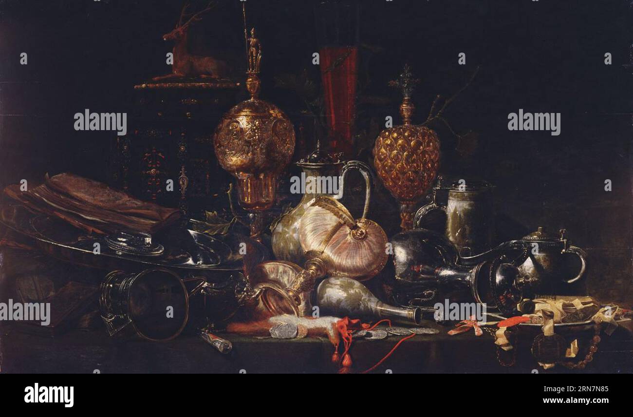 Still Life with Gold Plate and Silverware 1640 by François Ryckhals ...