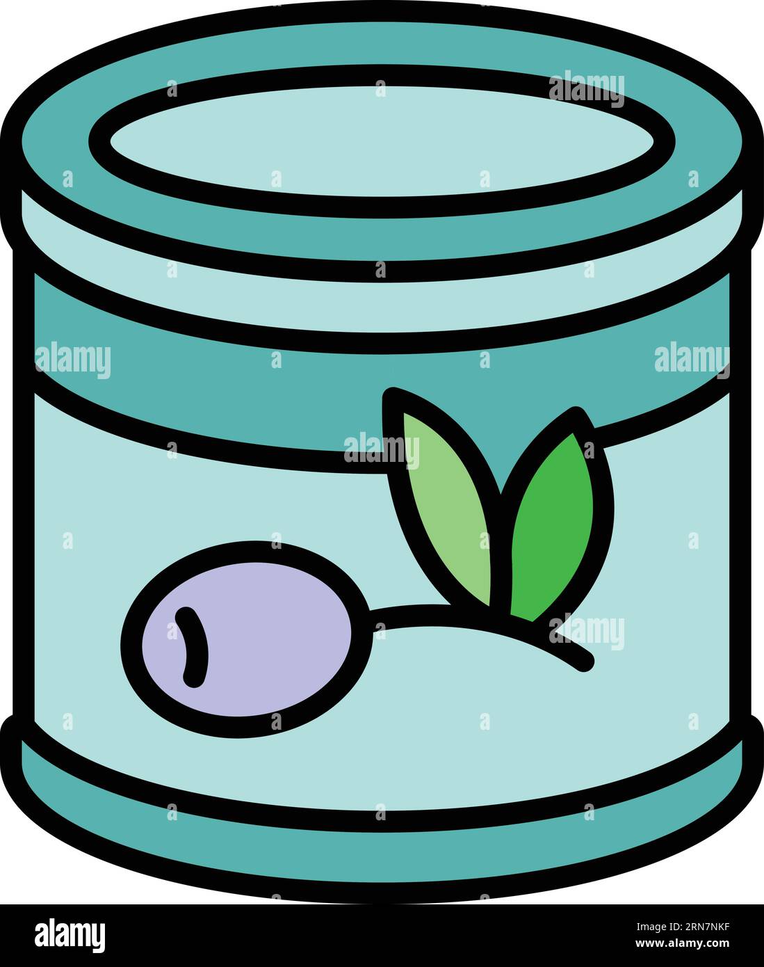 Olives tin can icon outline vector. Oil food. Virgin extra color flat ...