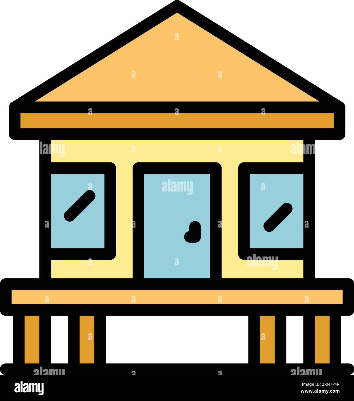 Forest hut icon outline vector. House cabin. Seaside swamp color flat ...
