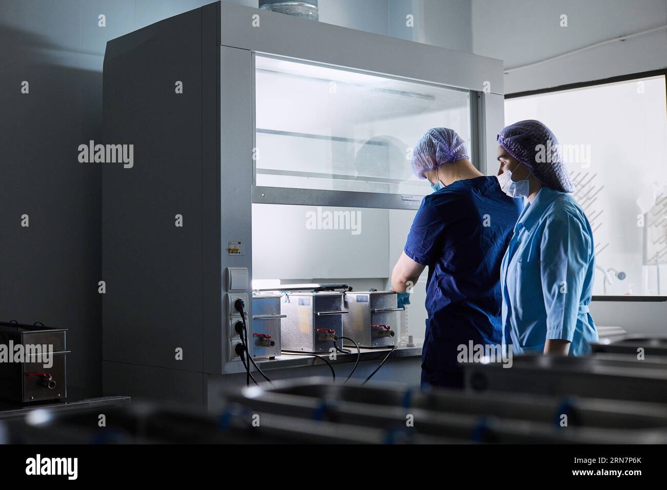 Scientists work in the laboratory. A researcher conducts laboratory ...