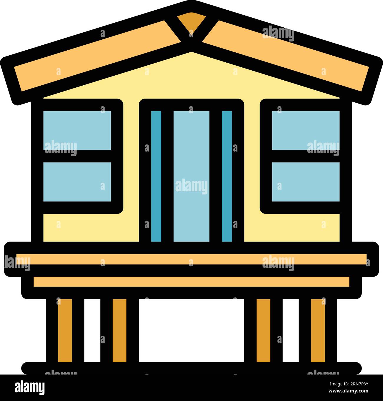House icon outline vector. Cabin forest. Stilt hut color flat Stock ...