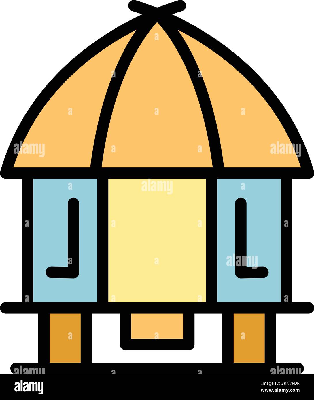 Summer hut icon outline vector. House cabin. Seaside house color flat ...