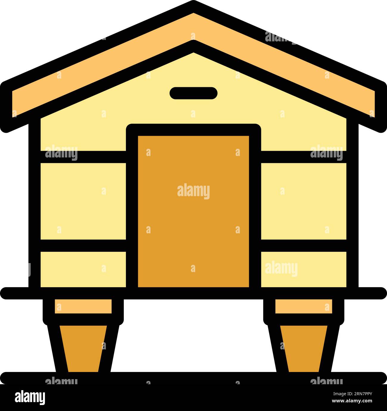 Home bungalow icon outline vector. House cabin. Beach swamp color flat ...