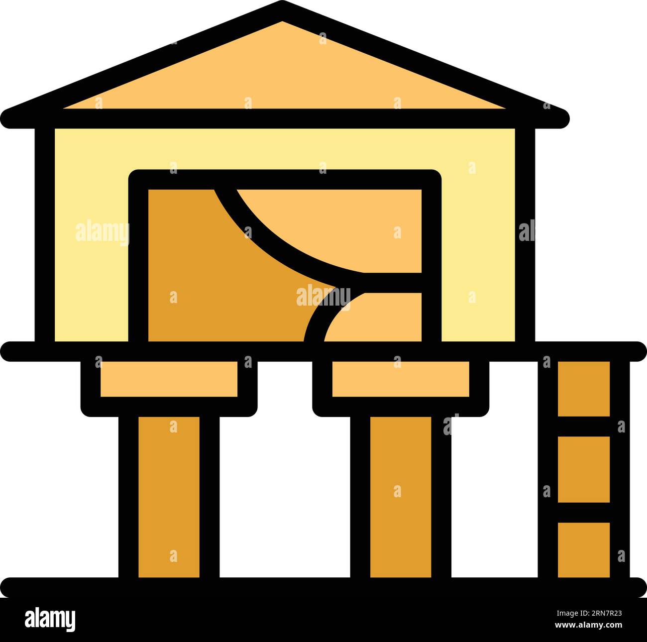 Big beach house icon outline vector. Cabin hut. Game stilt color flat ...