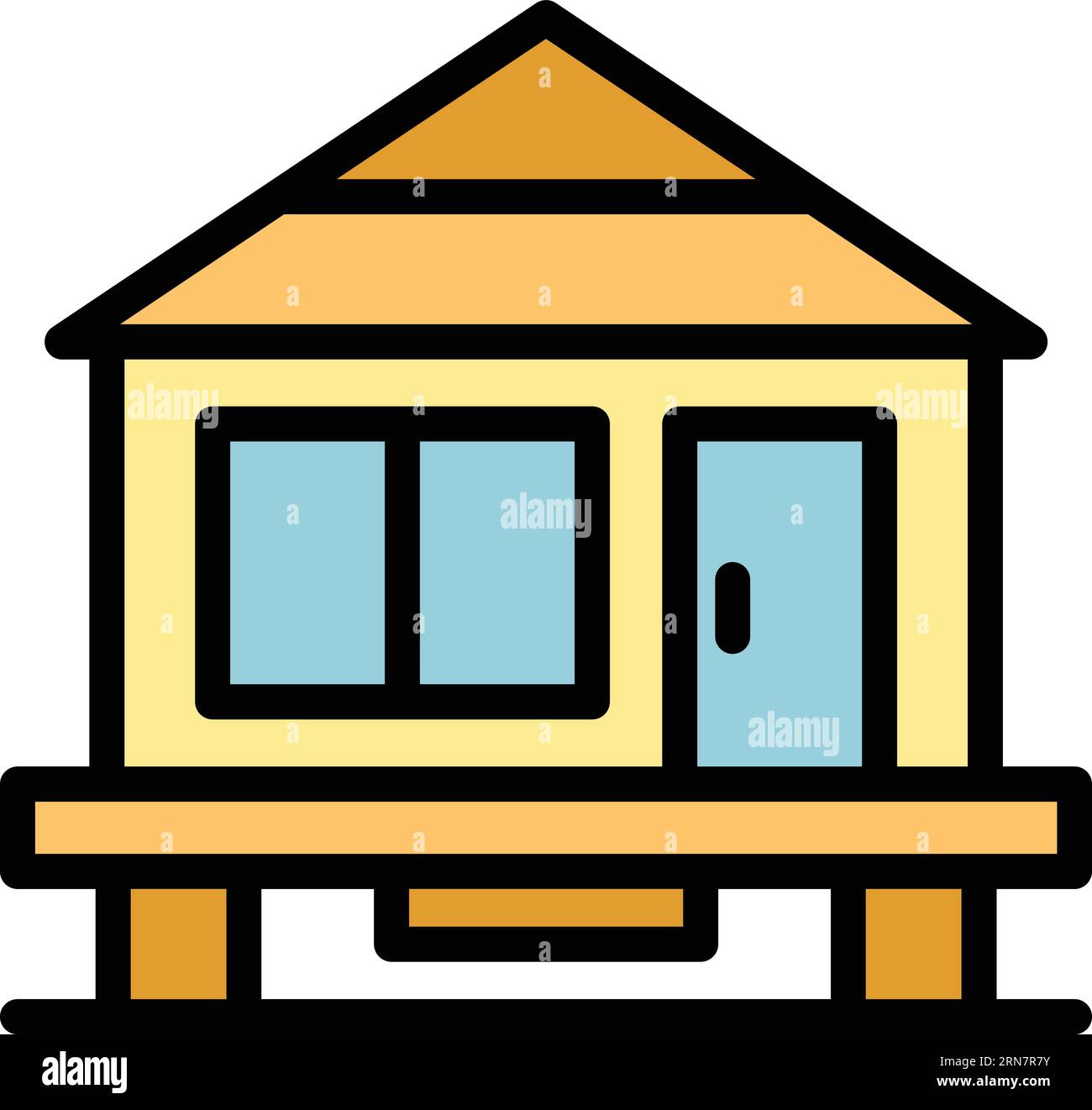 Forest house icon outline vector. Cabin stilt. Beach swamp color flat ...