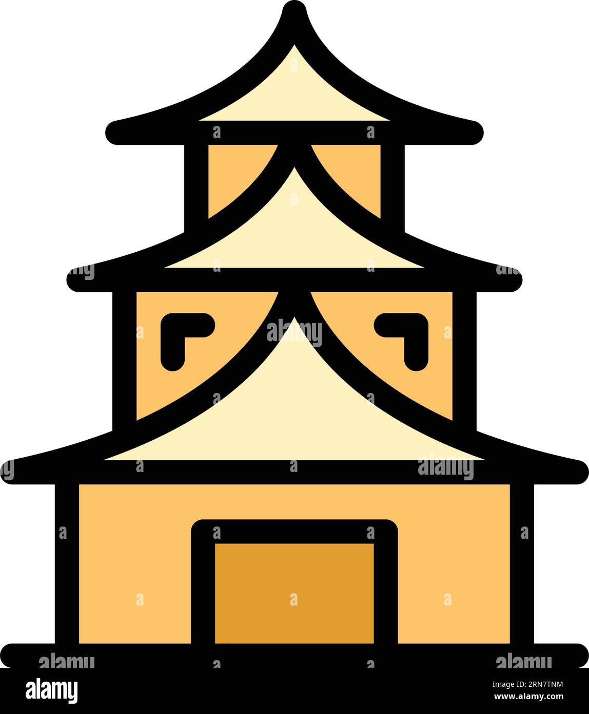 Pagoda temple icon outline vector. Chinese building. Asian house color ... Pagoda temple icon outline vector. Chinese building. Asian house color ...