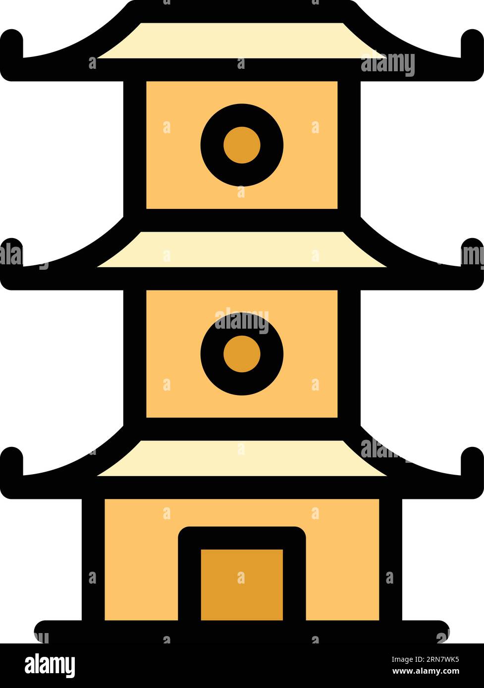 Sakura pagoda icon outline vector. Chinese building. Asian palace color flat Stock Vector Image ...