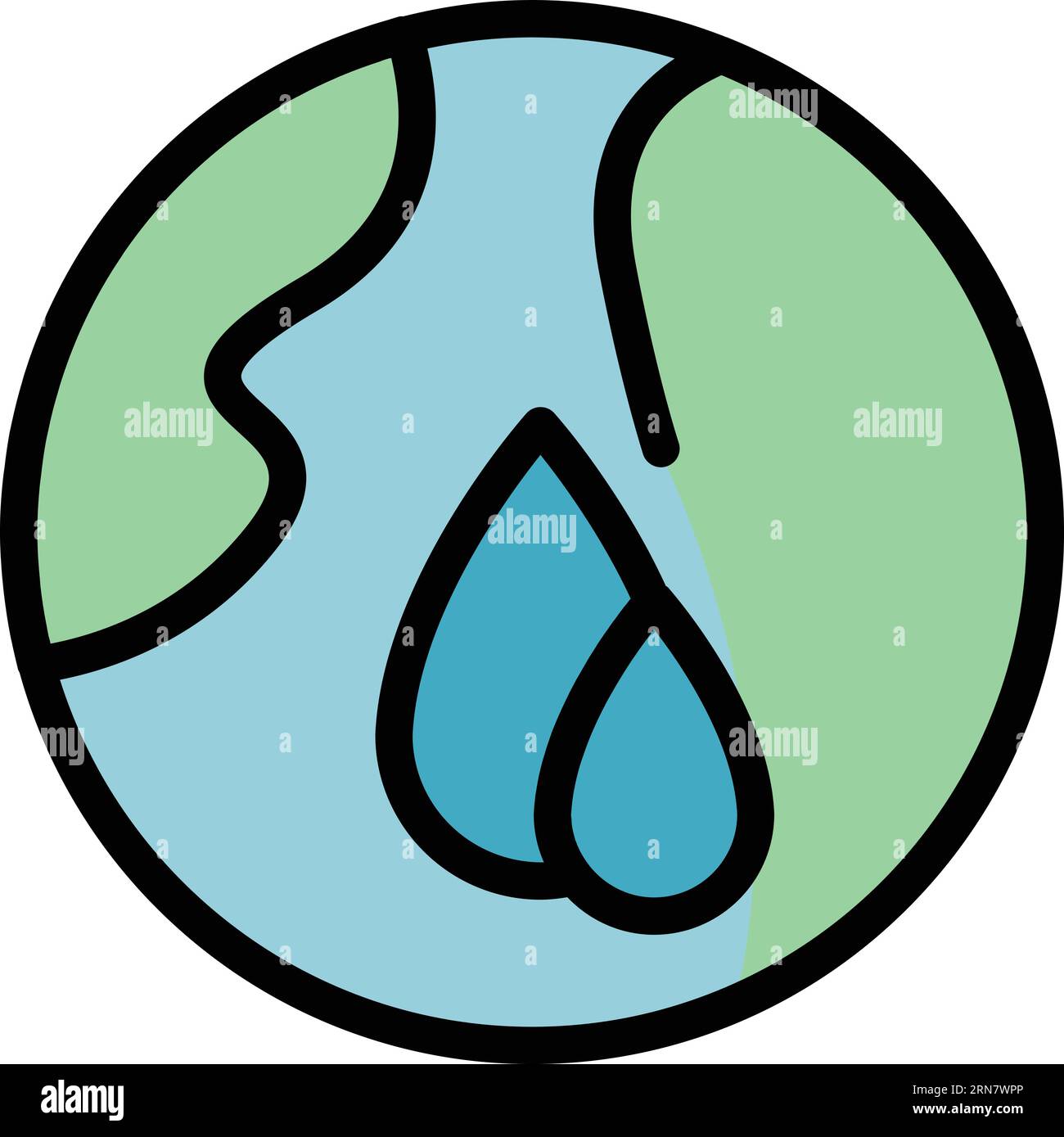 Water planet icon outline vector. Eco clean. Bio wooden color flat ...