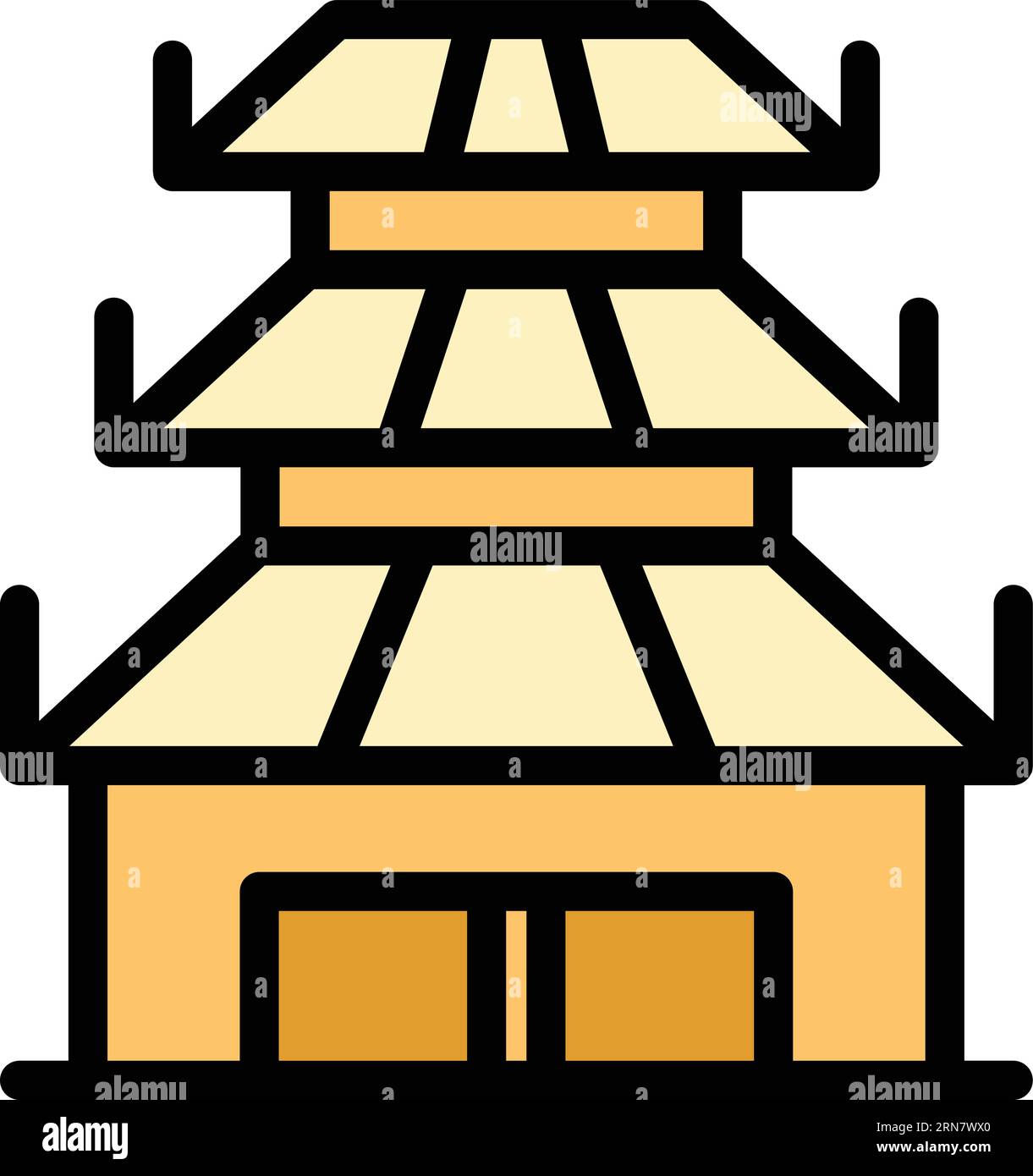 Roof garden icon outline vector. Japan palace. China building color flat Stock Vector Image ...