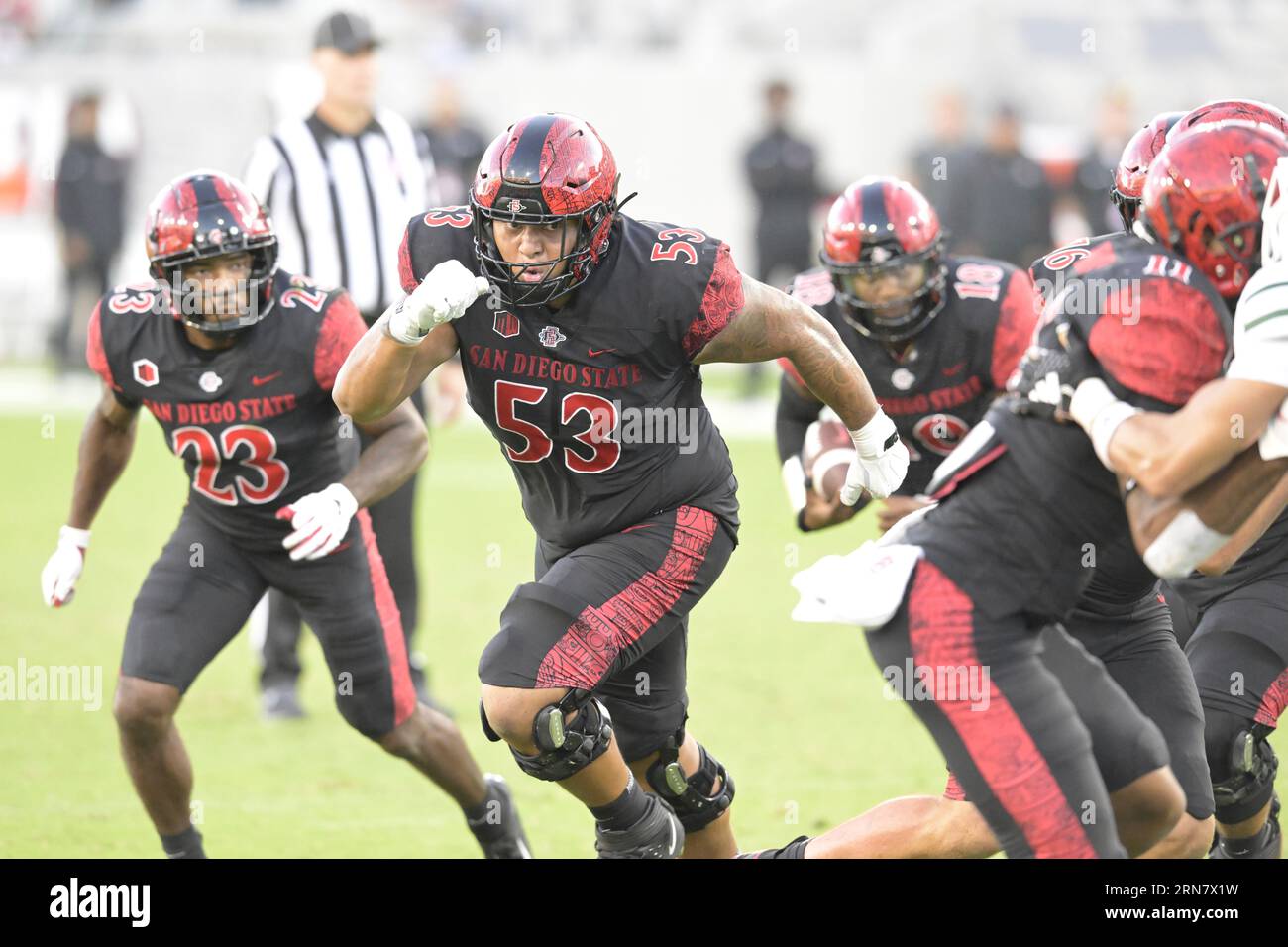 San Diego State offensive lineman Myles Murao (53) seen playing the ...