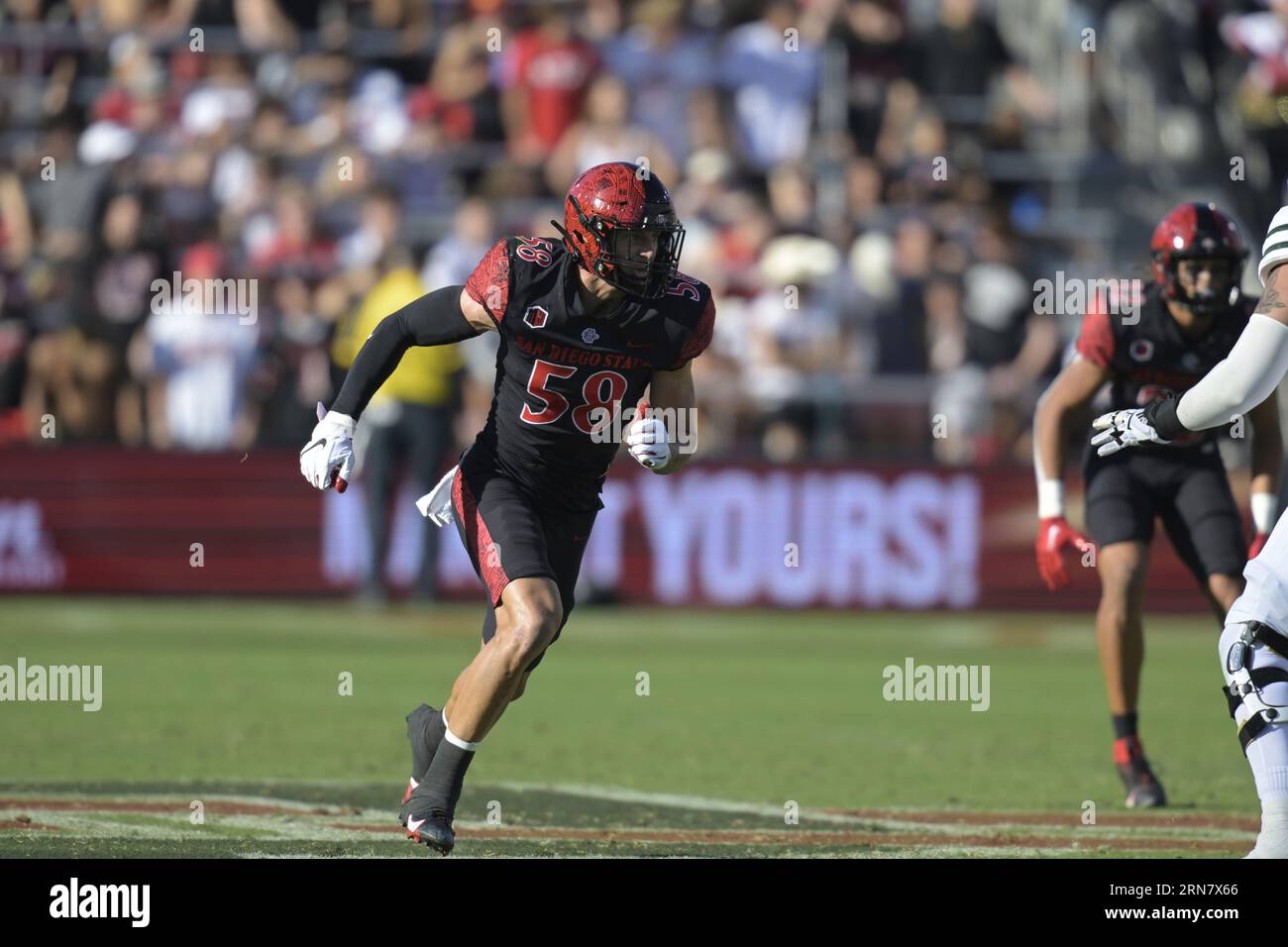 San Diego State linebacker Cody Moon (58) seen playing the Ohio Bobcats ...