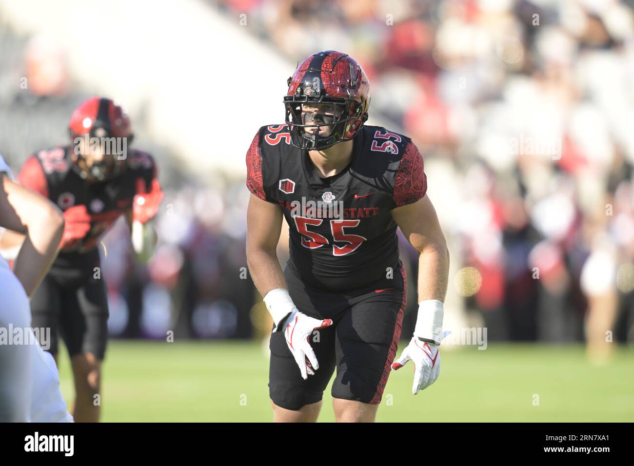 San Diego State linebacker Cooper McDonald (55) seen playing the Ohio ...
