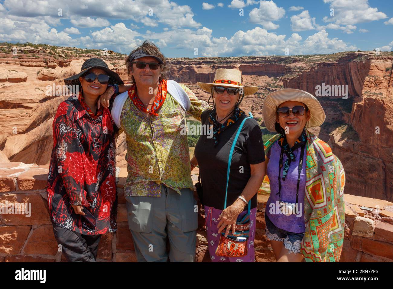 Visitors at the Anetelope House overlook on the North Rim drive of ...