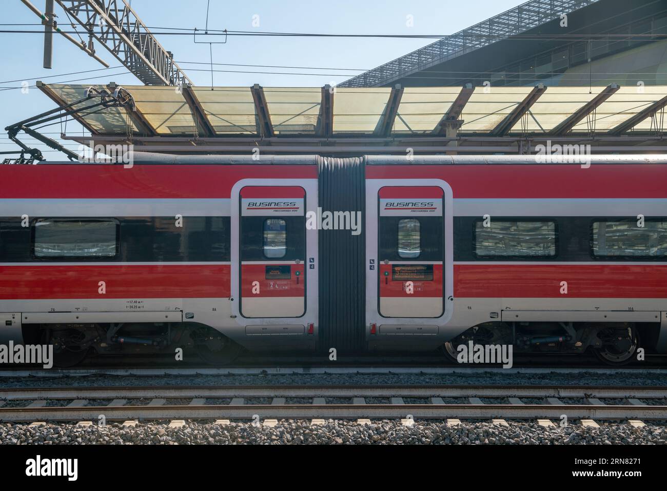 Rome, Italy - July15, 2023: transport, high-speed train stationary in action, business class ...