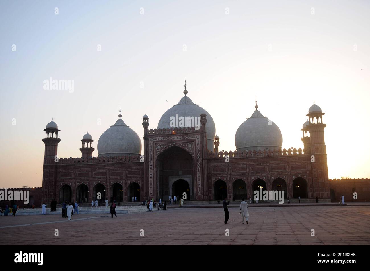 Photo taken on Oct. 1, 2015 shows a view of the Badshahi Mosque in ...