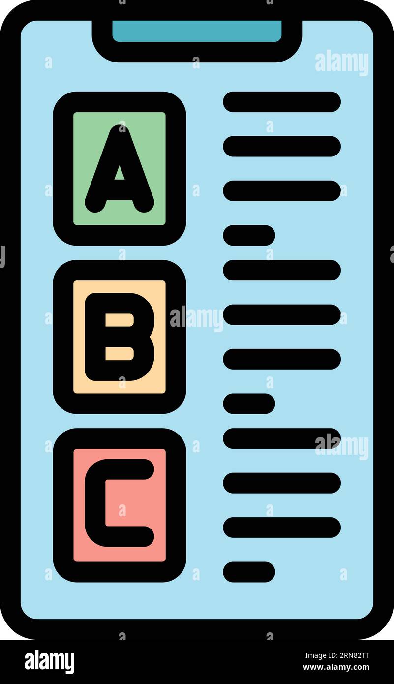 Abc phone quiz icon outline vector. Trivia exam. Show poster color flat ...