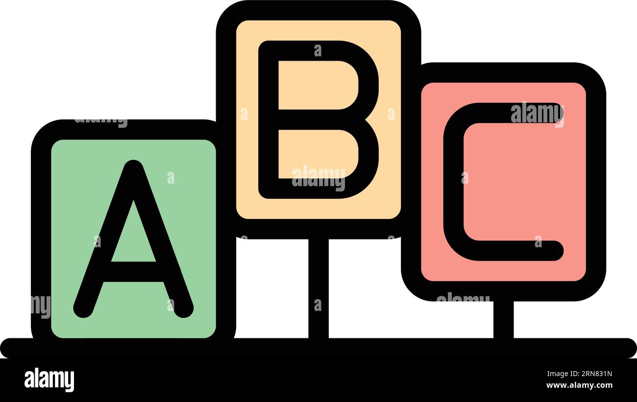 Abc quiz icon outline vector. Poster show. Ask test color flat Stock ...