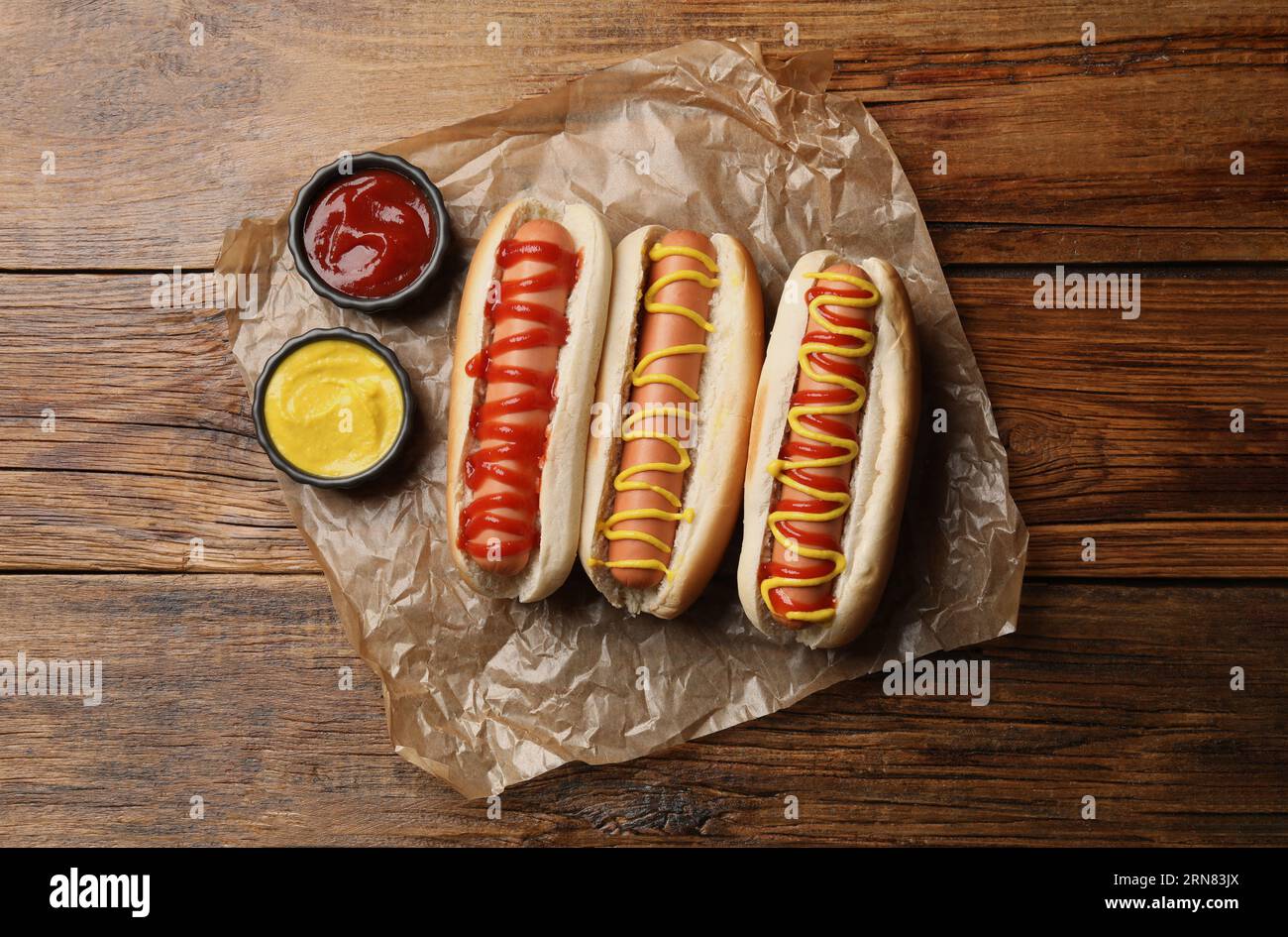 Top view hot dogs hi-res stock photography and images - Alamy