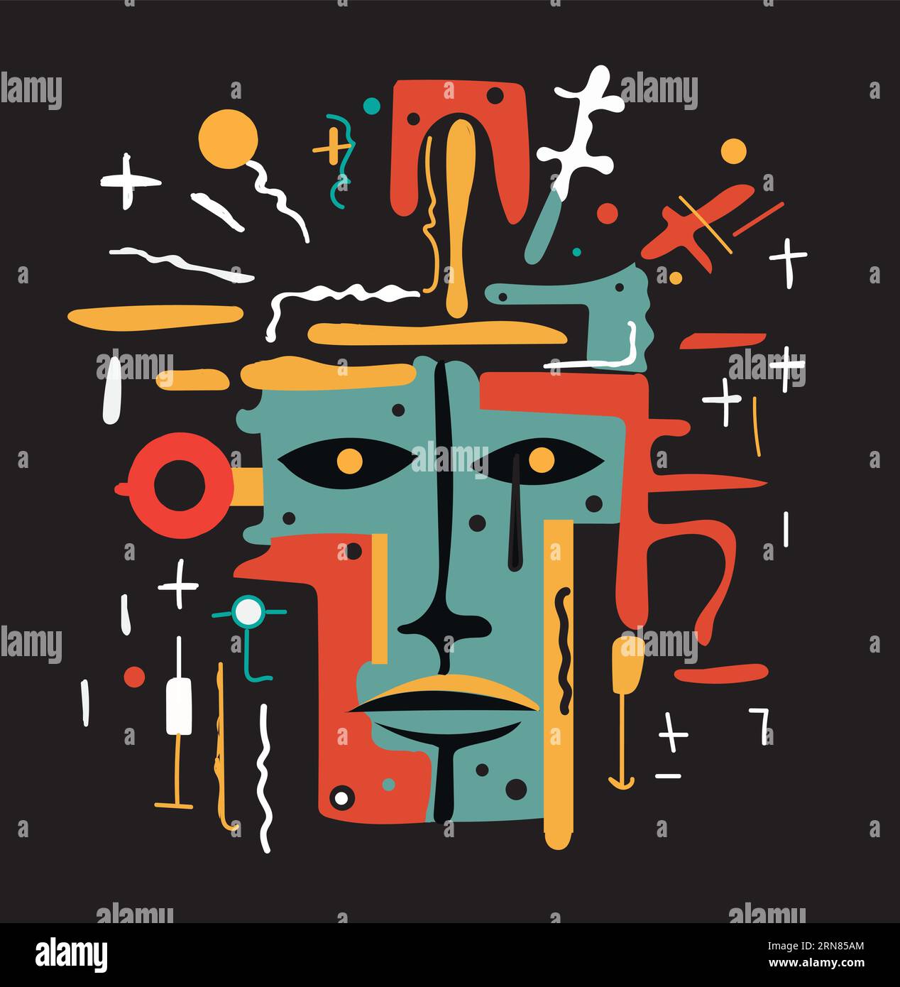 Abstract face graffiti on wall Stock Vector Images - Alamy