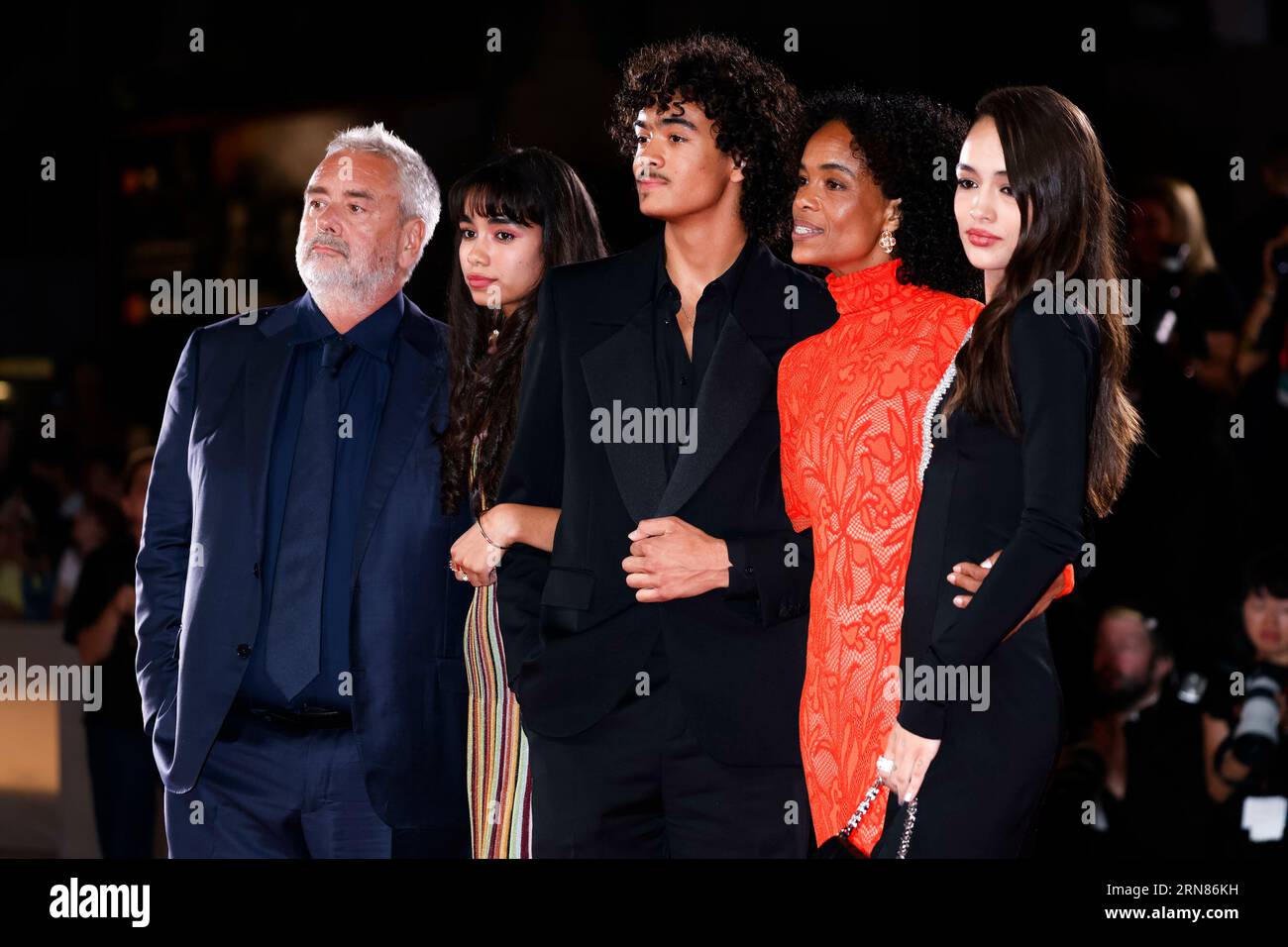 Venice, Italy, on 31 August 2023. Luc Besson, Virginie Silla, Sateen ...