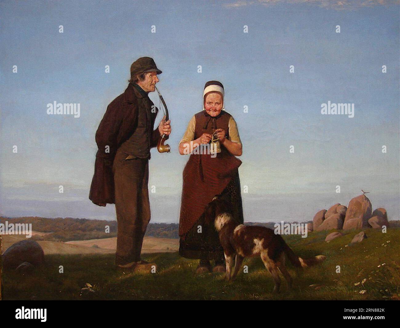 Two old People keeping Sunday 1879 by Otto Carl Bentzon Haslund Stock ...