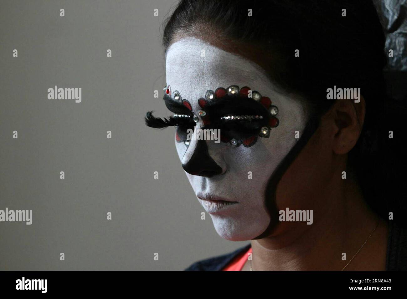 MEXICO CITY, Oct. 13, 2015 -- An actress characterized as La Catrina is ...