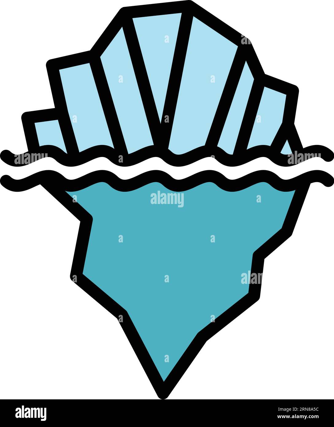 Sea iceberg icon outline vector. Underwater glacier. Water arctic color ...