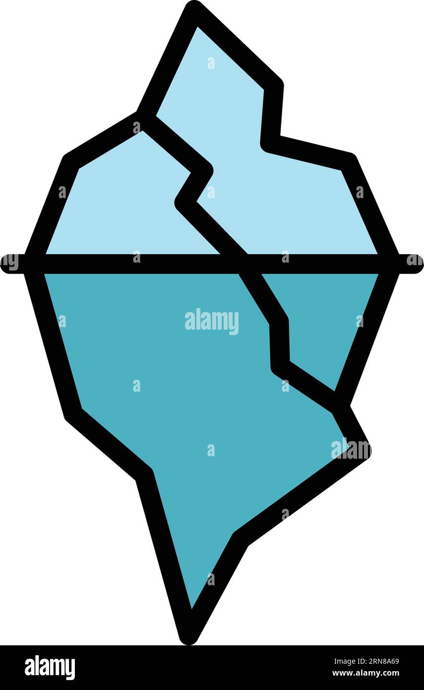 Ocean glacier icon outline vector. Iceberg water. Sea mountain color ...