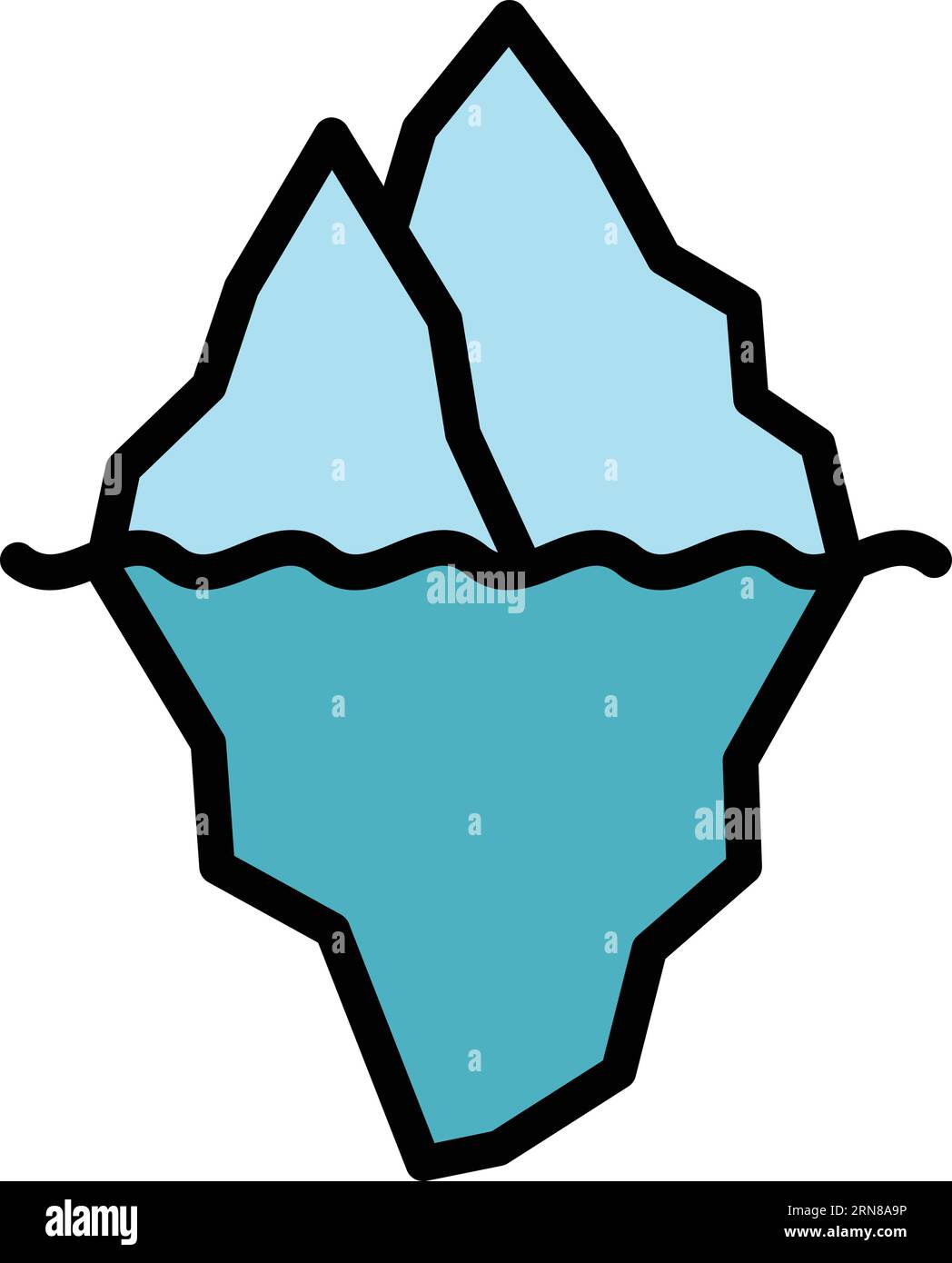 Ice berg icon outline vector. Iceberg polar. Under wave color flat ...