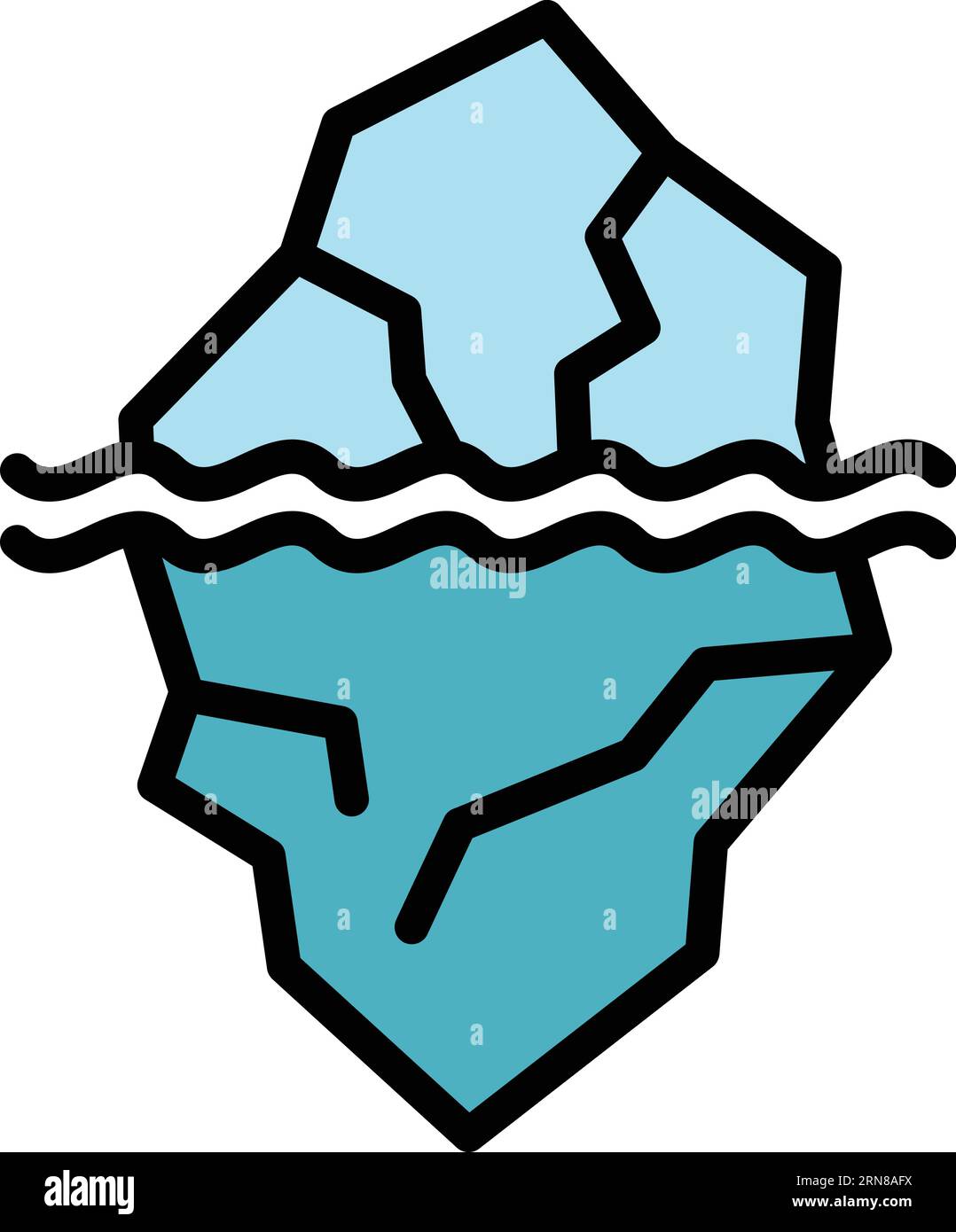 Deep ice berg icon outline vector. Sea mountain. Ocean glacier color ...