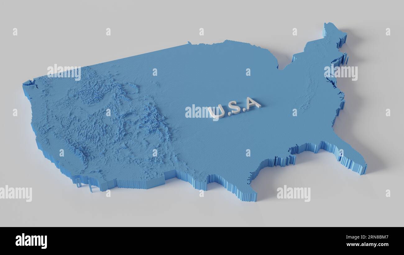 A map of U.S with minimal digitized mosaic height information, 3d ...
