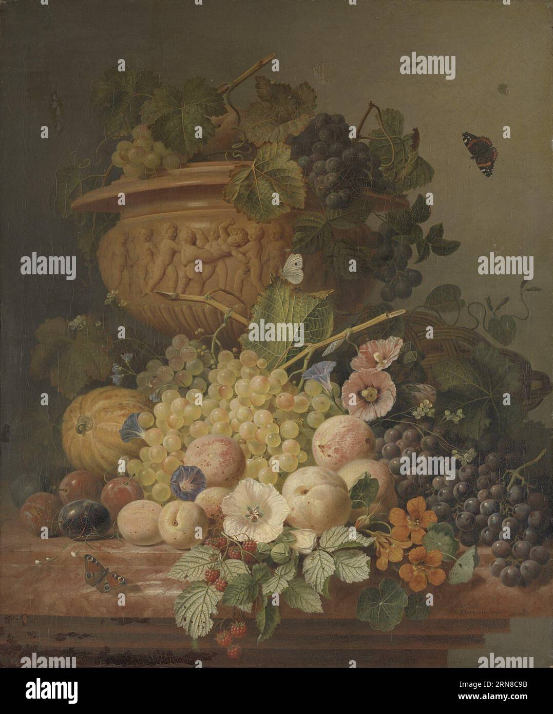 Still Life with Flowers and Fruit 1824 by Eelke Jelles Eelkema Stock ...