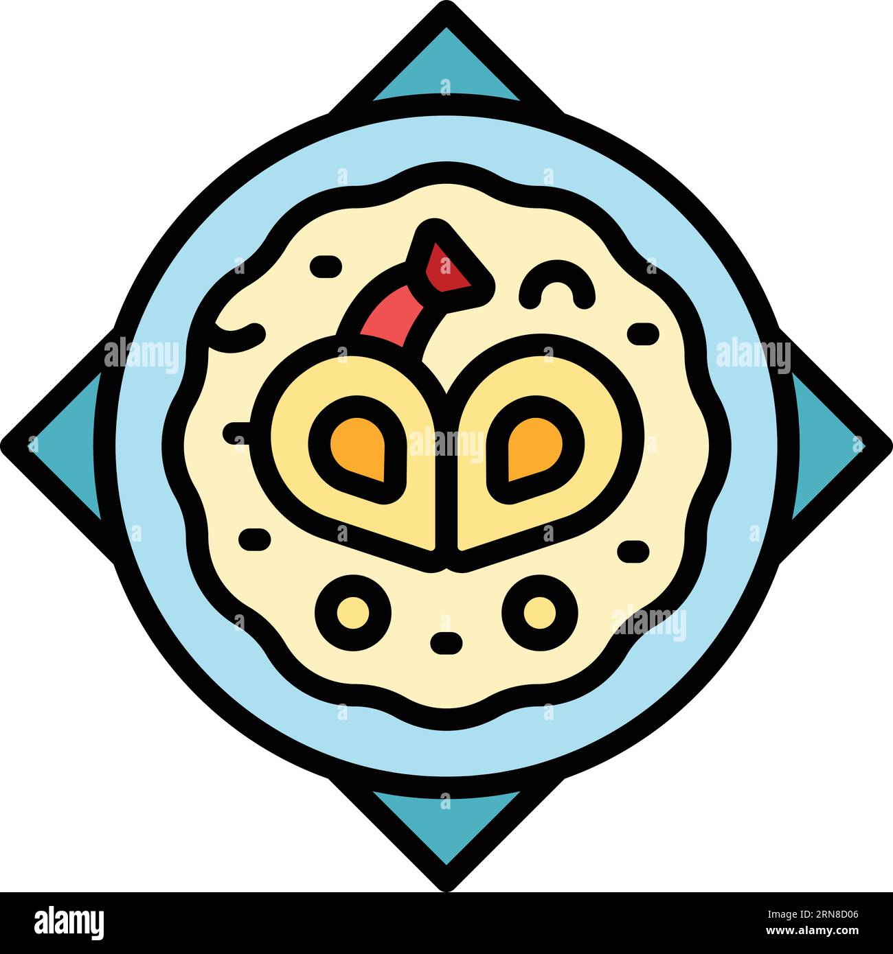Seafood paella icon outline vector. Spanish food. Fish cuisine color ...