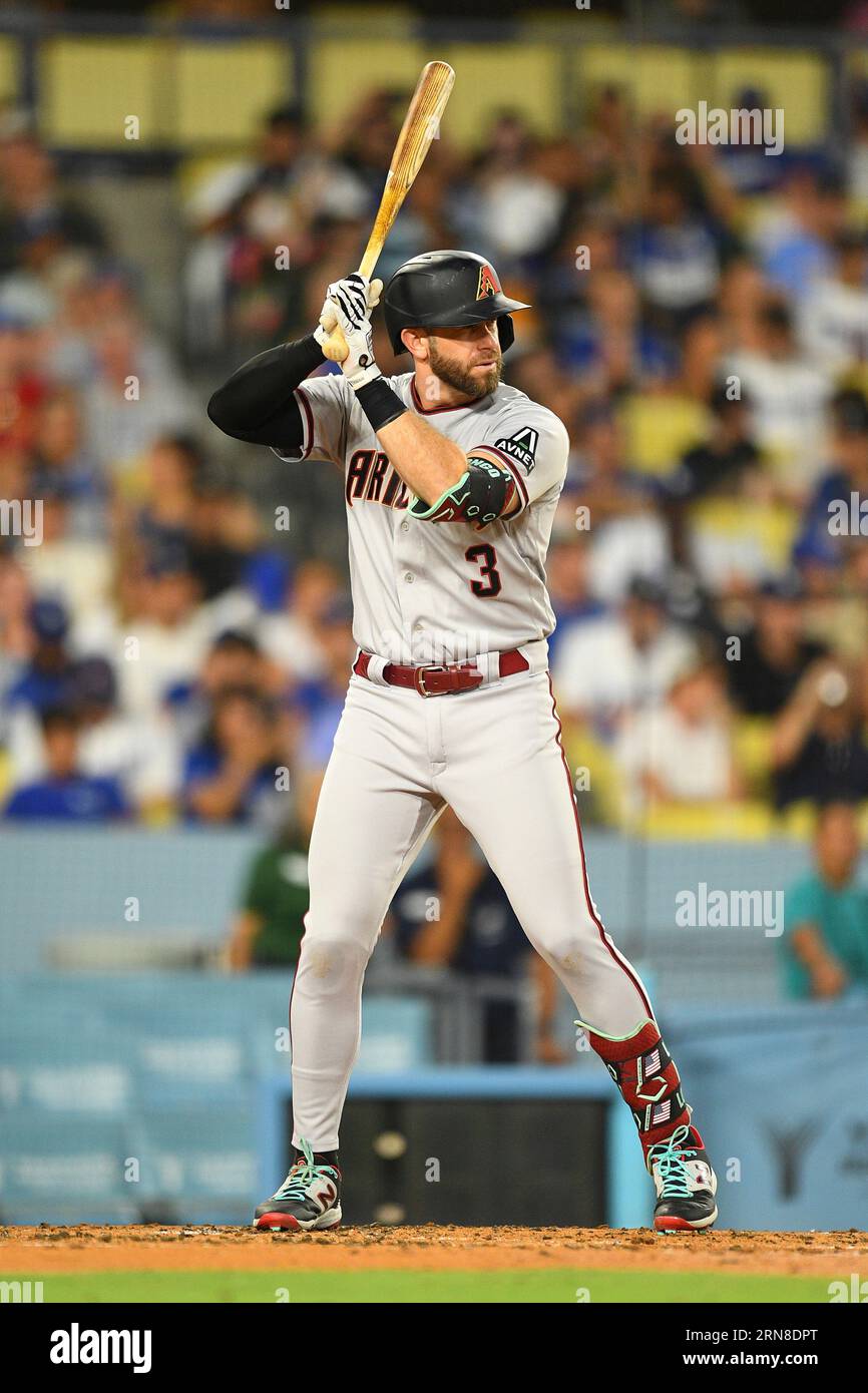 LOS ANGELES, CA - AUGUST 29: Arizona Diamondbacks third baseman Evan Longoria (3) at bat during ...