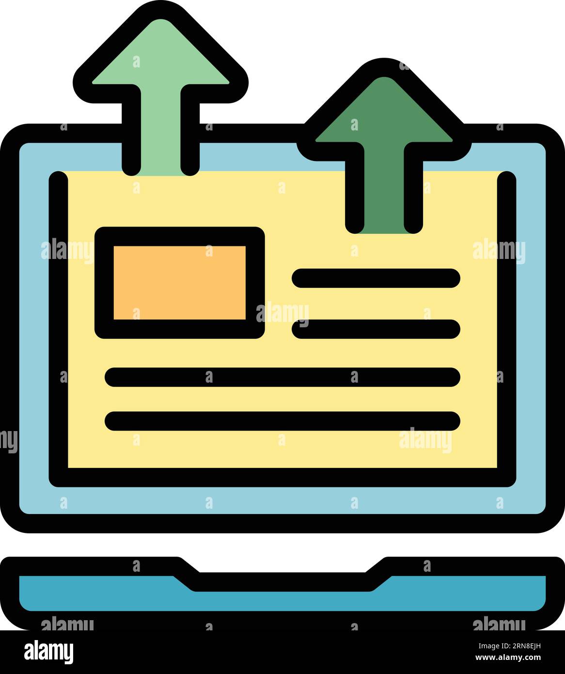 Upload pc laptop icon outline vector. Data business. Funnel data color ...