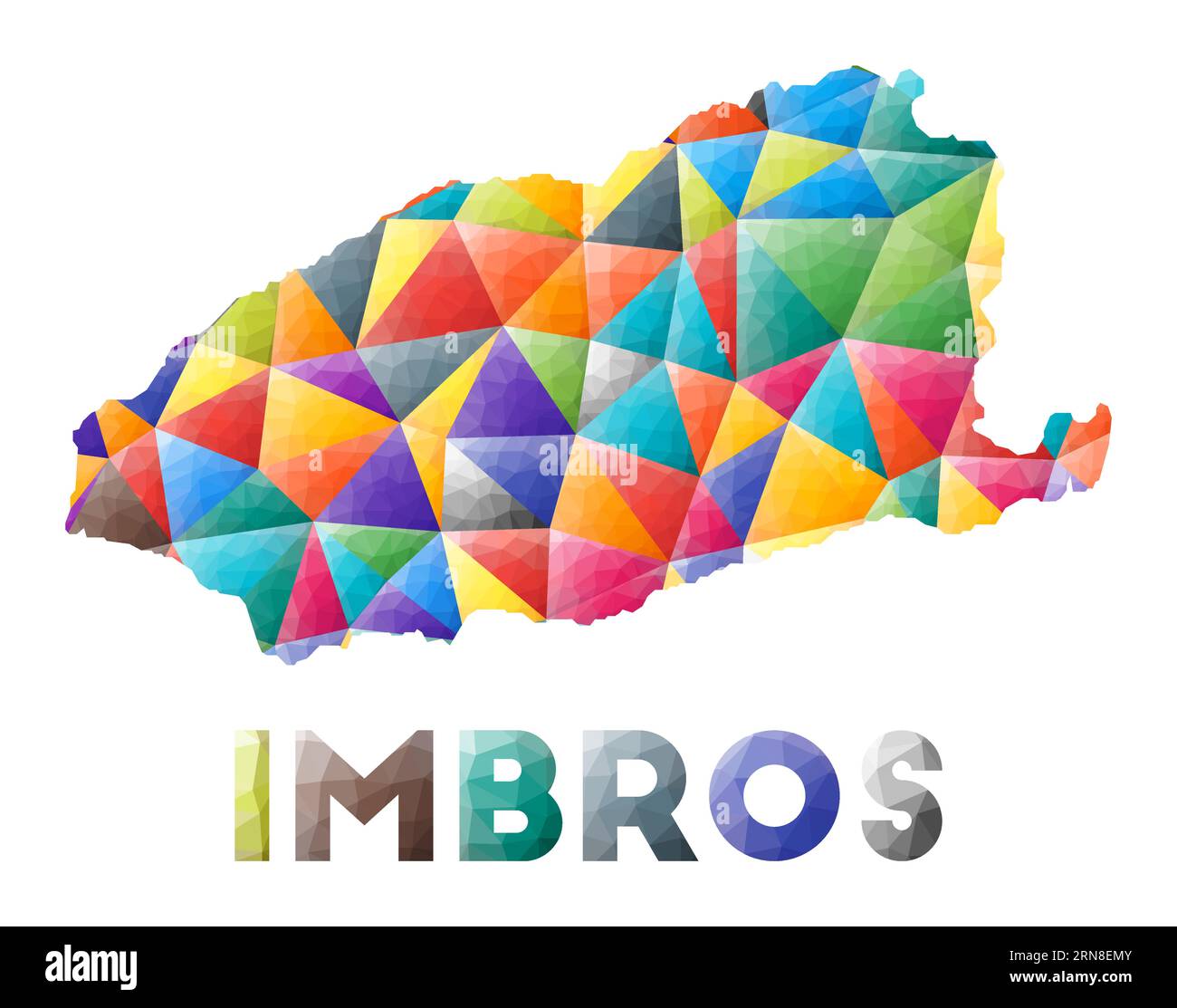 Imbros - colorful low poly island shape. Multicolor geometric triangles ...